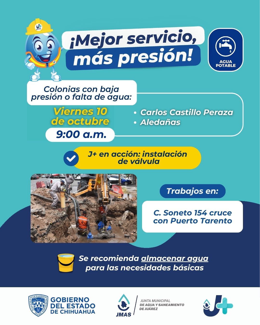Anuncia JMAS suspensión del servicio en colonia Carlos Castillo Peraza ...